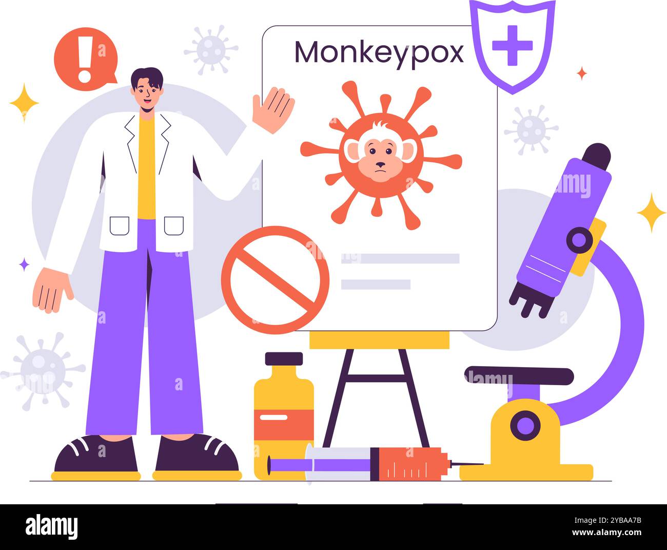 Monkeypox Outbreak Vector Illustration Showing Virus Symptoms in Humans ...
