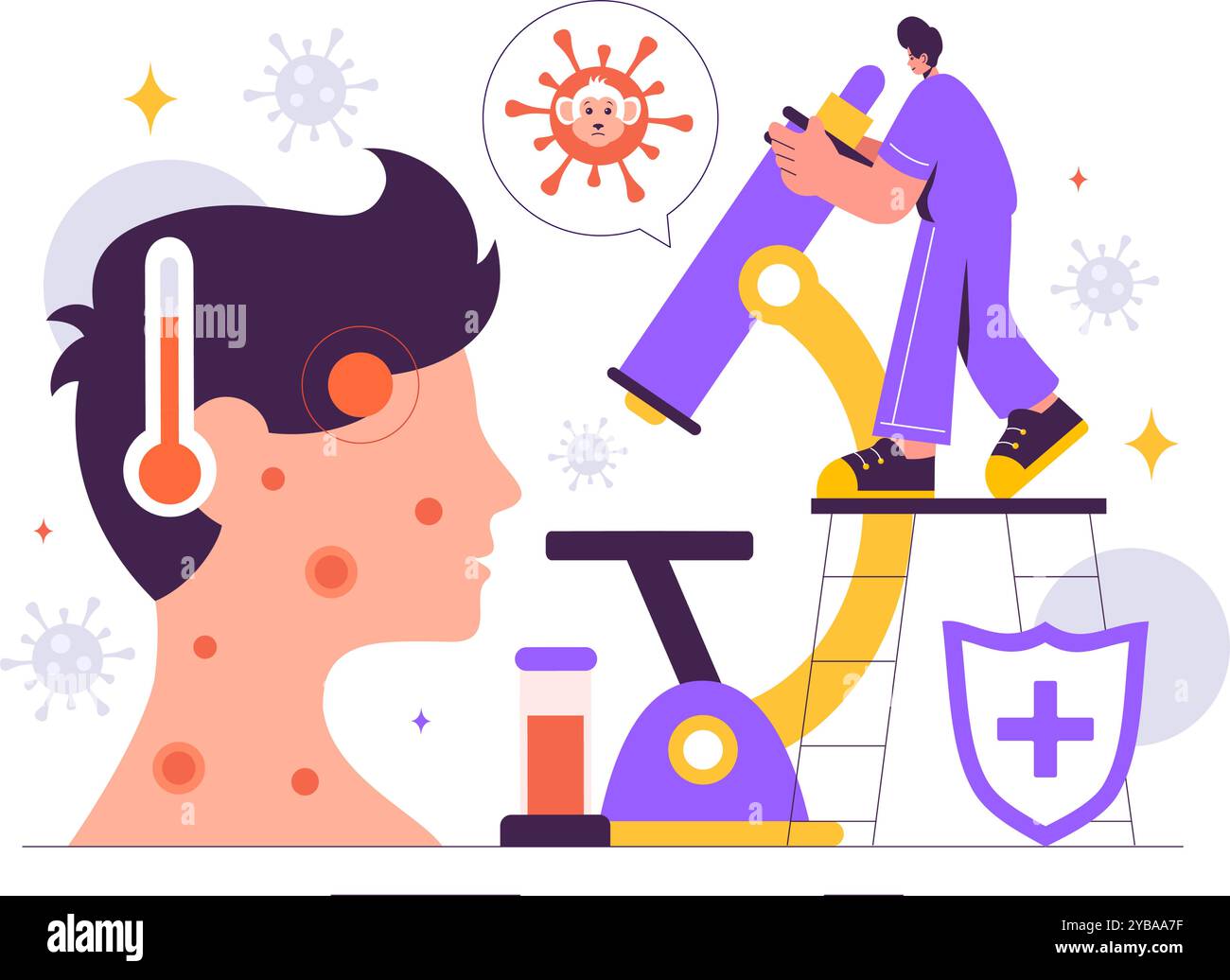 Monkeypox Outbreak Vector Illustration Showing Virus Symptoms in Humans ...