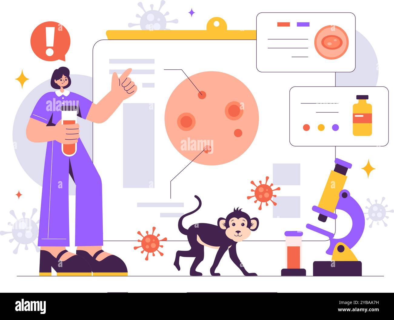 Monkeypox Outbreak Vector Illustration Showing Virus Symptoms in Humans ...