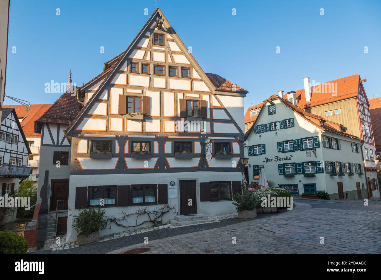 The Typical half timber german houses in the historic center of Ulm ...
