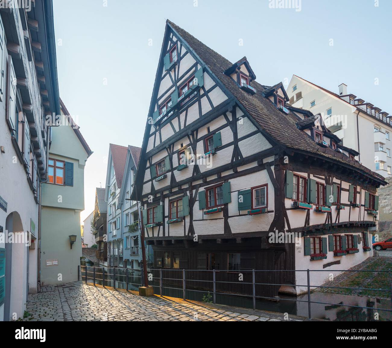 The Typical half timber german houses in the historic center of Ulm ...