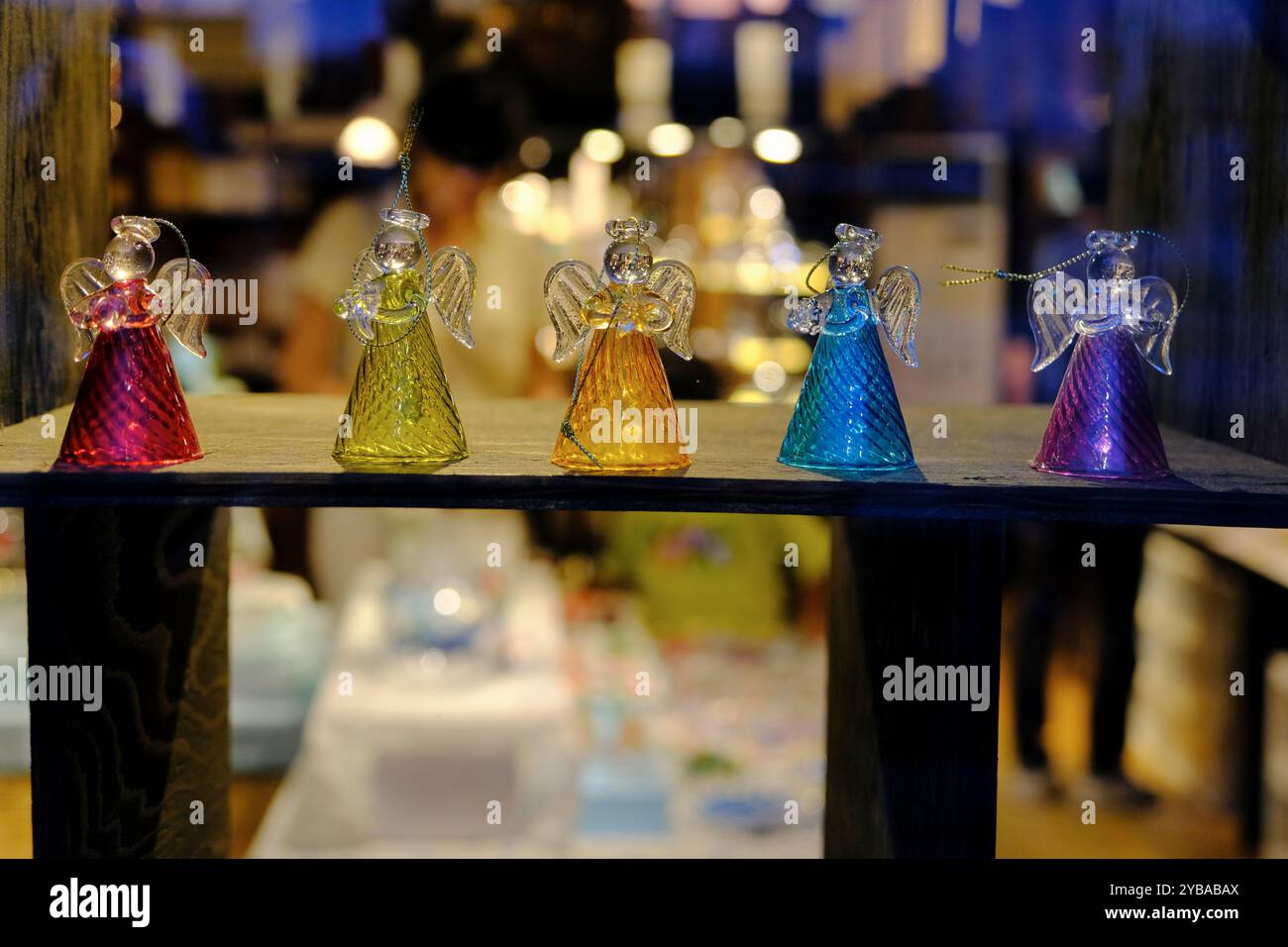 A closed up view of glass products display inside of Otaru Taishou ...