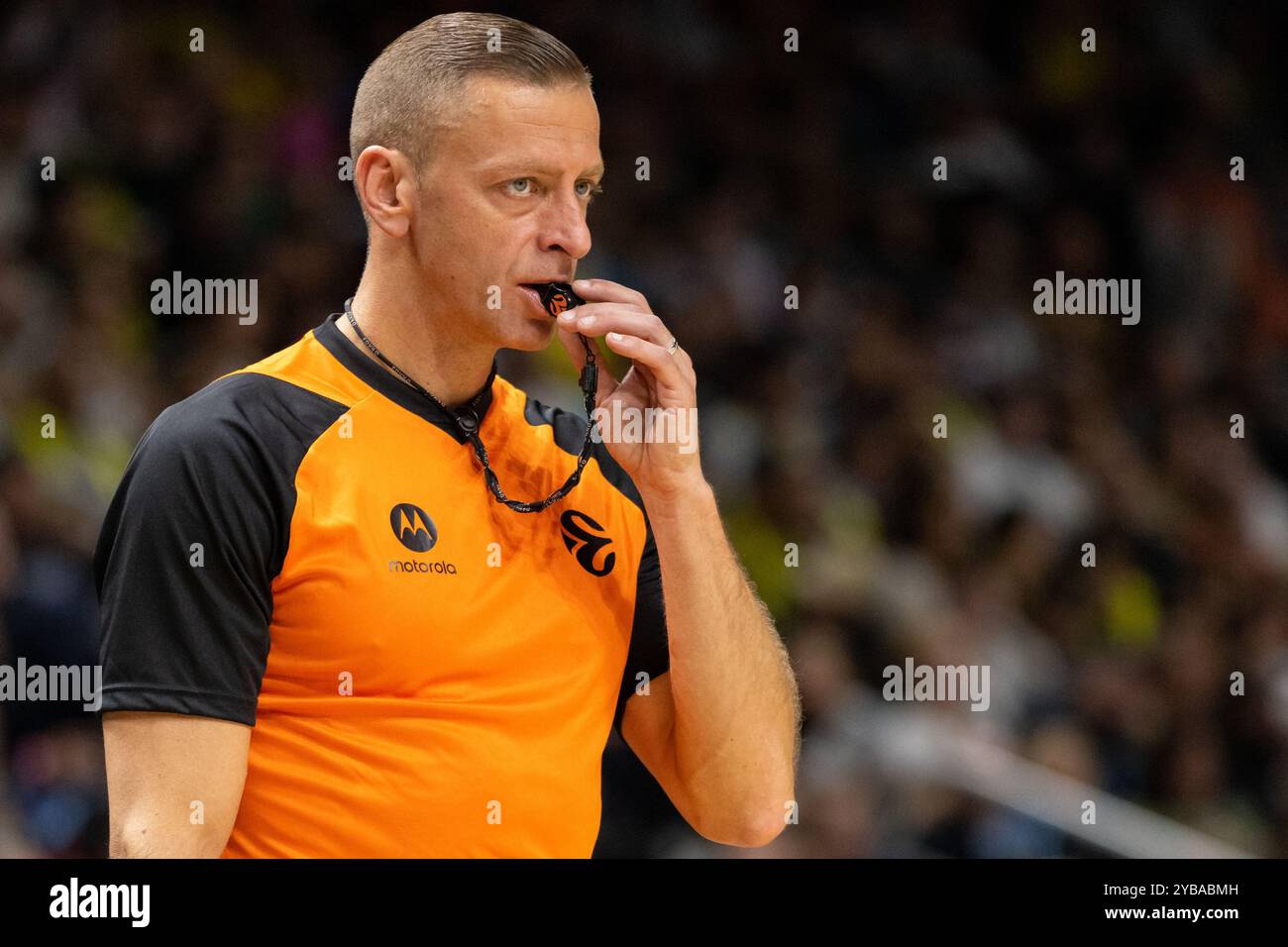 Berlin, Germany. 17th Oct, 2024. Referee Denis Hadzic seen during the ...