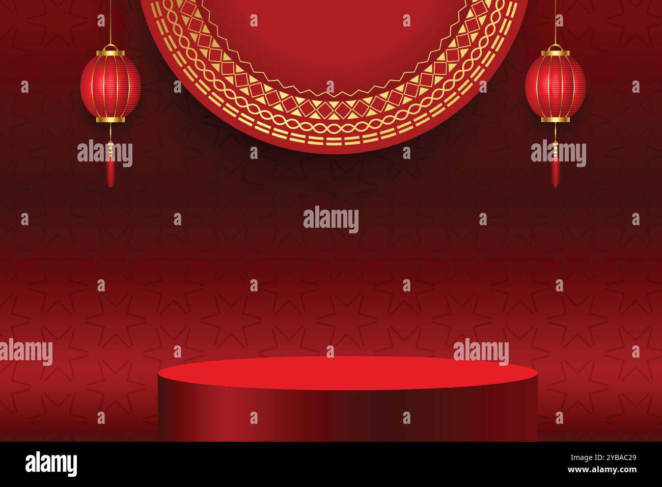traditional chinese background with podium and lanterns Stock Vector ...