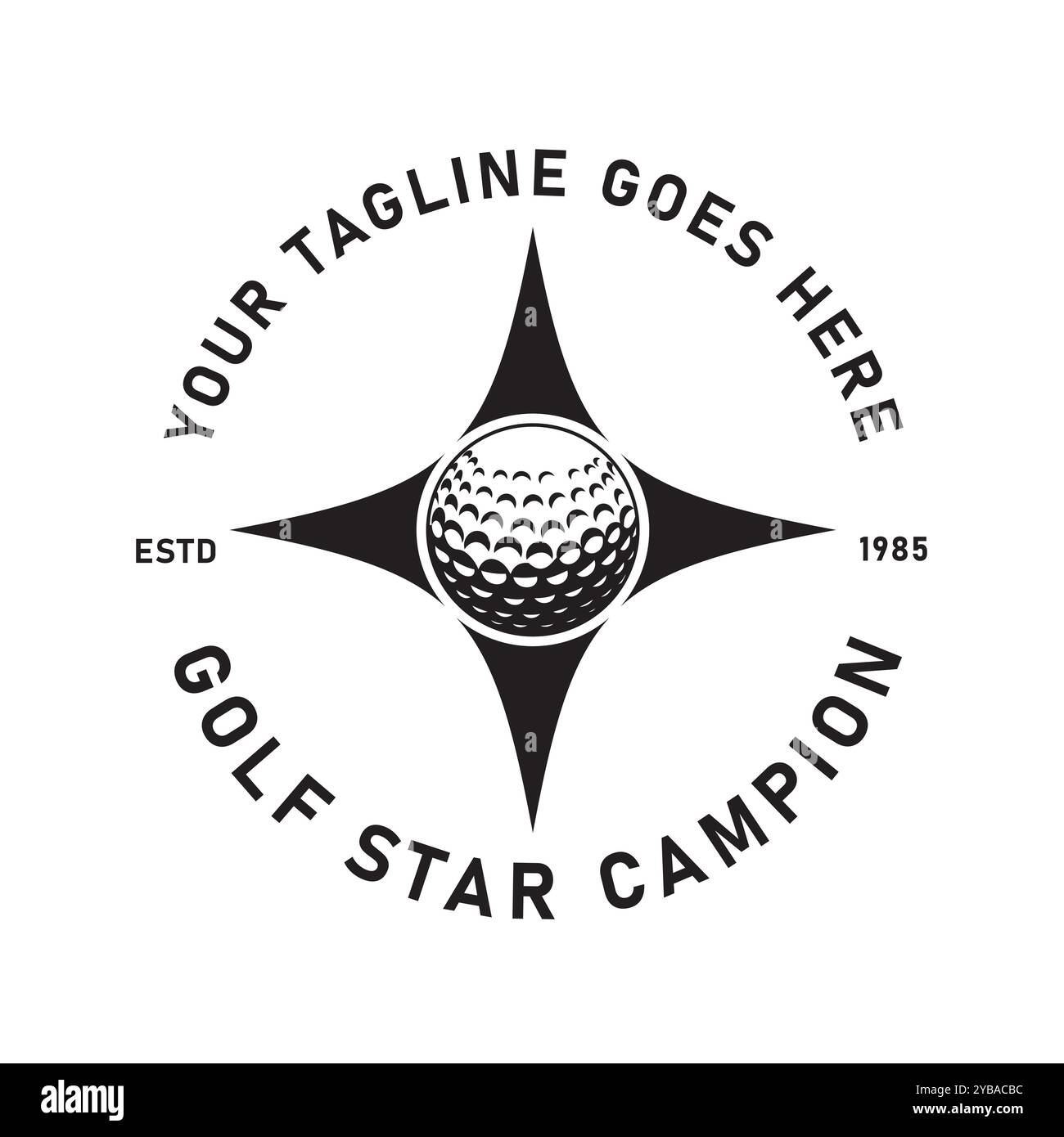 Star Design with Golf Ball in Vintage Retro Style Label Stamp. Golf ...