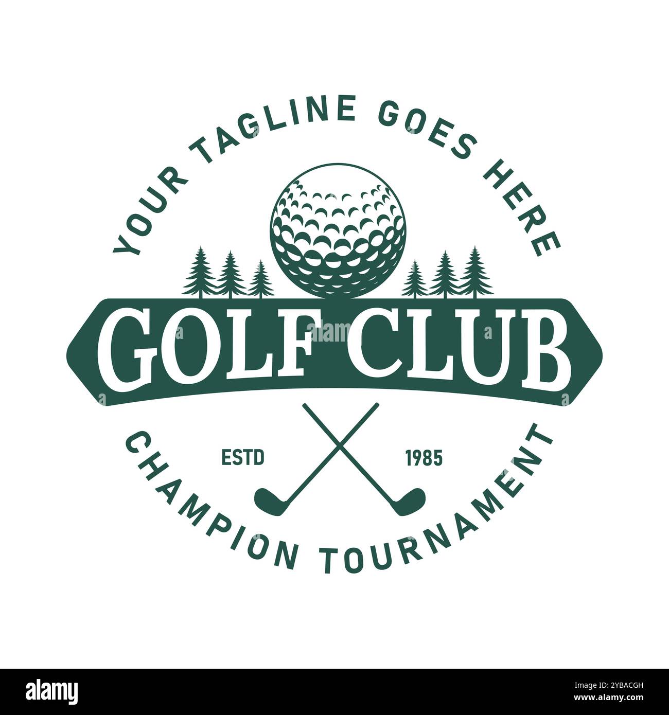 Golf Club Champion Tournament Logo with Golf ball design, two crossed ...