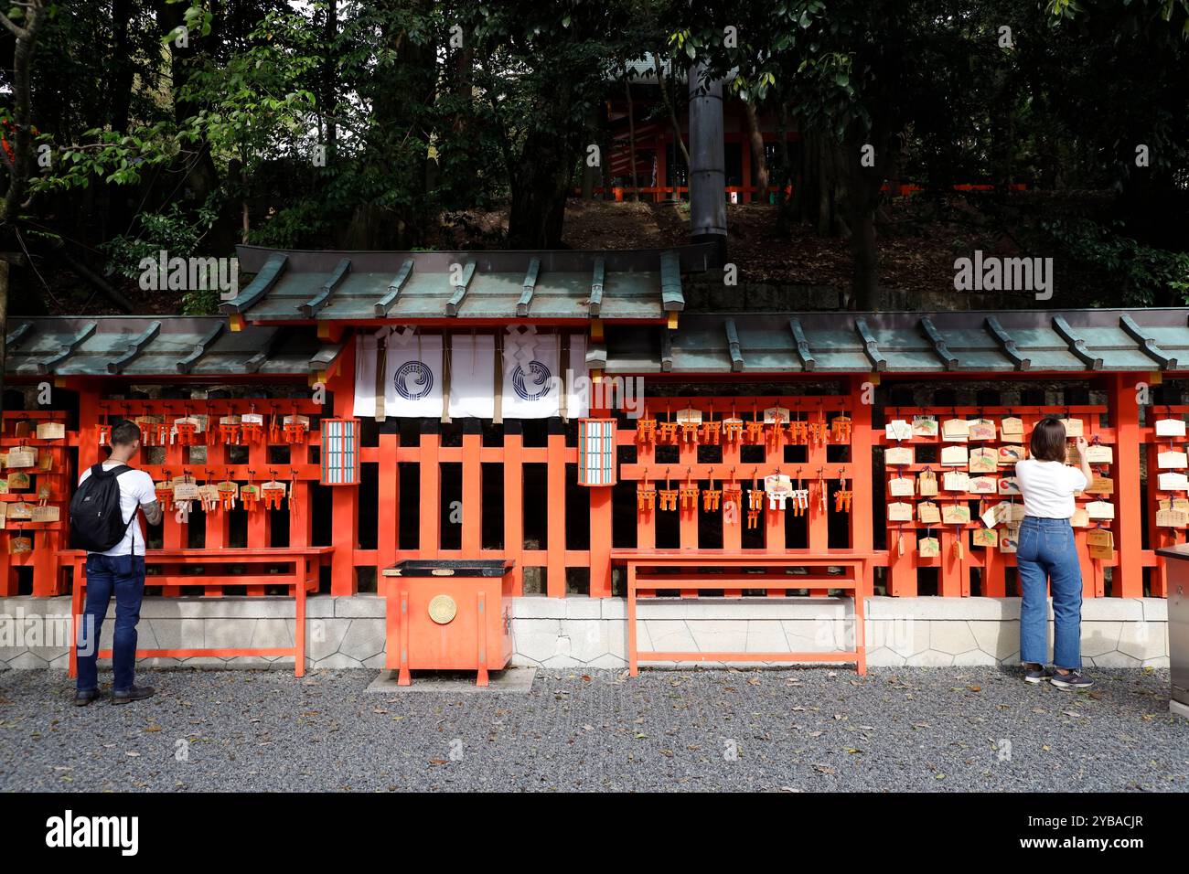 Visitors offering emas in Fushimi Inari-taisha Shrine.Kyoto.Japan Stock ...