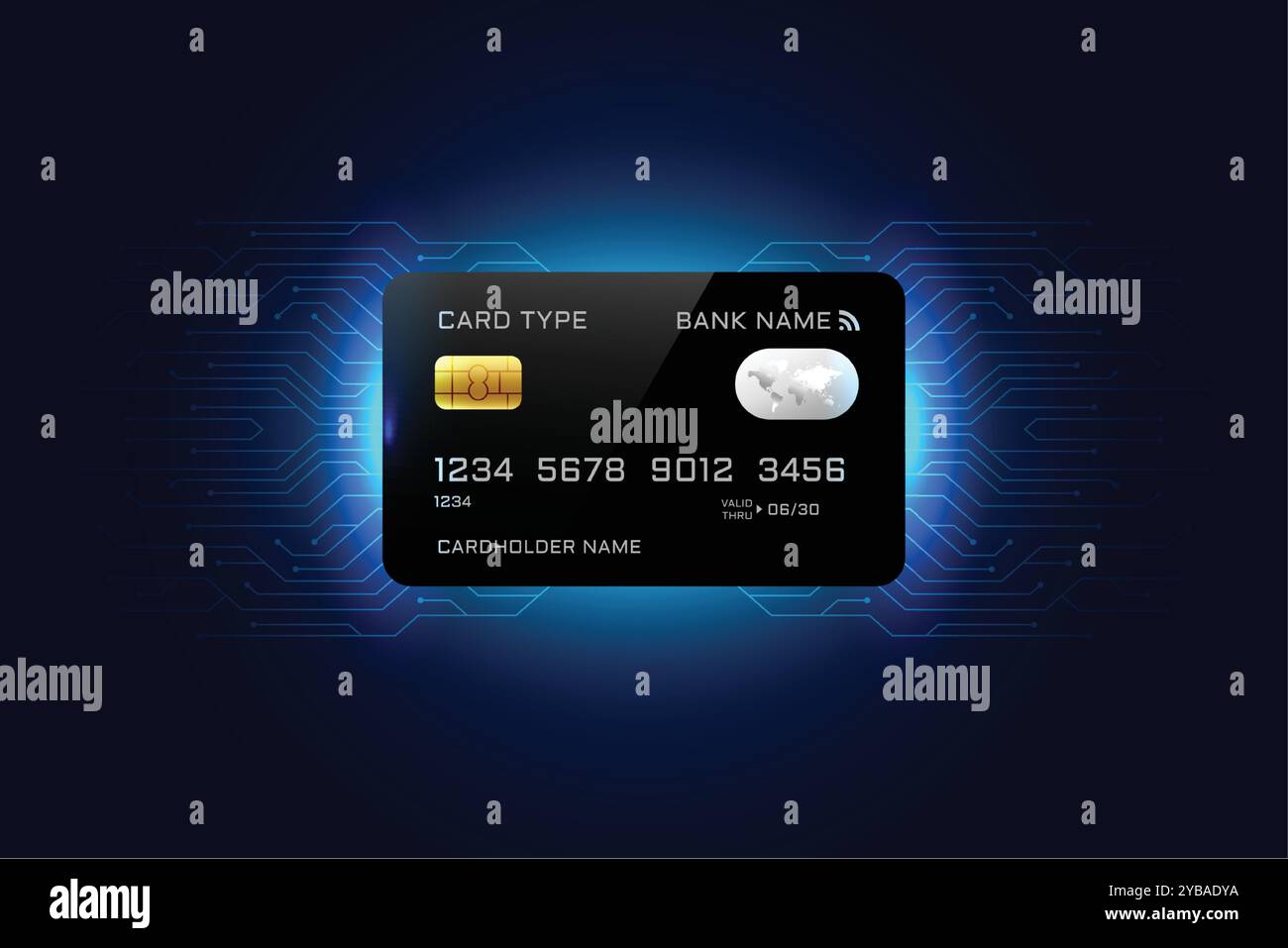 glowing credit card with circuit lines background Stock Vector Image ...