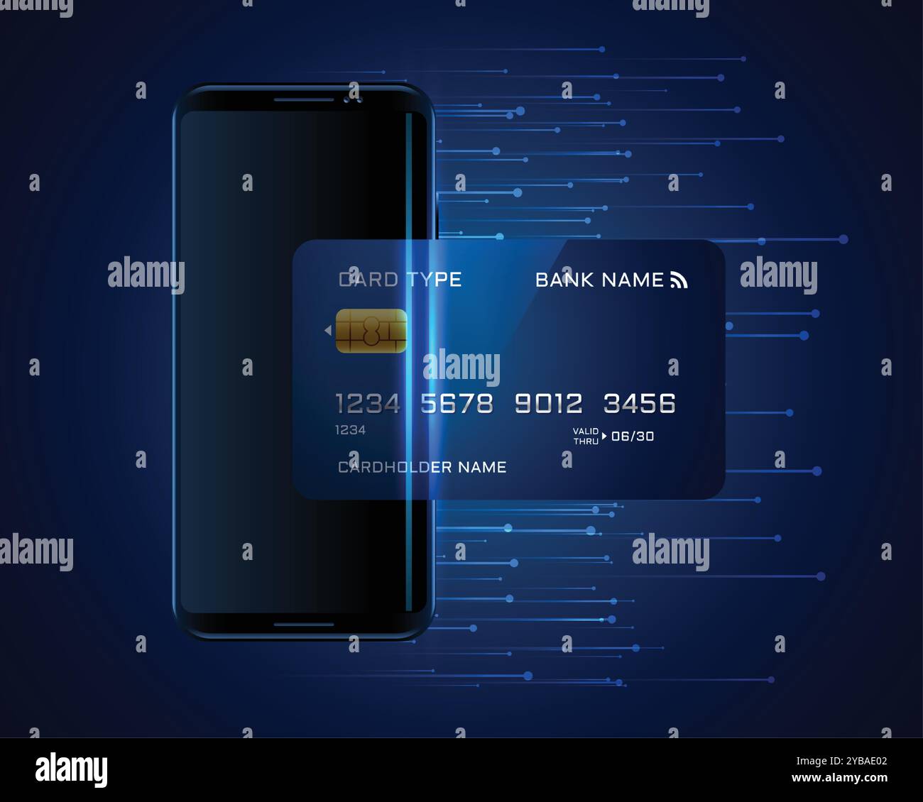 credit card going inside mobile digital transaction concept Stock ...