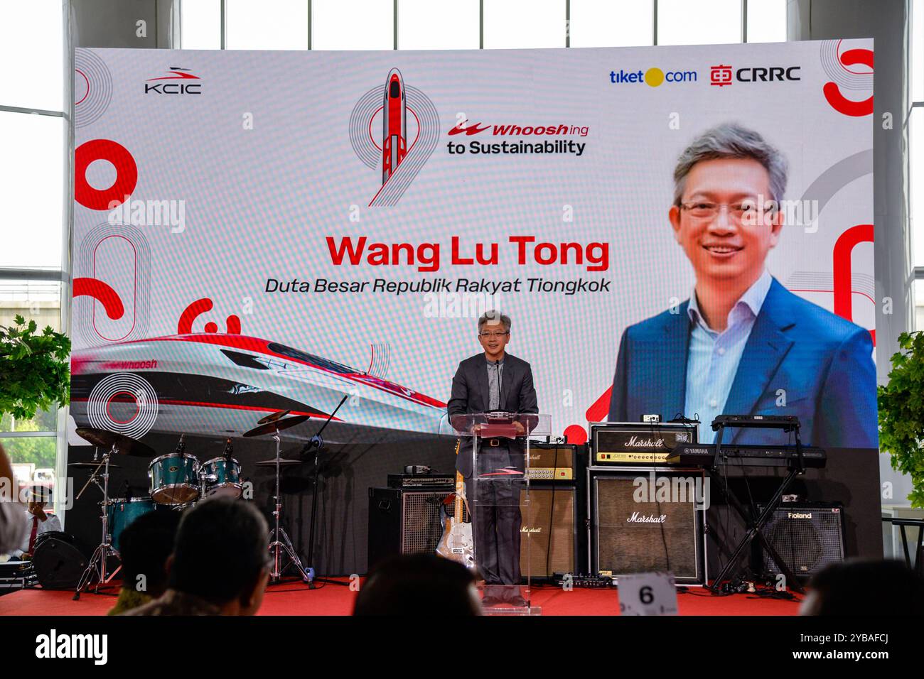 Jakarta, Indonesia. 17th Oct, 2024. Wang Lutong, Chinese Ambassador to Indonesia, speaks during ...