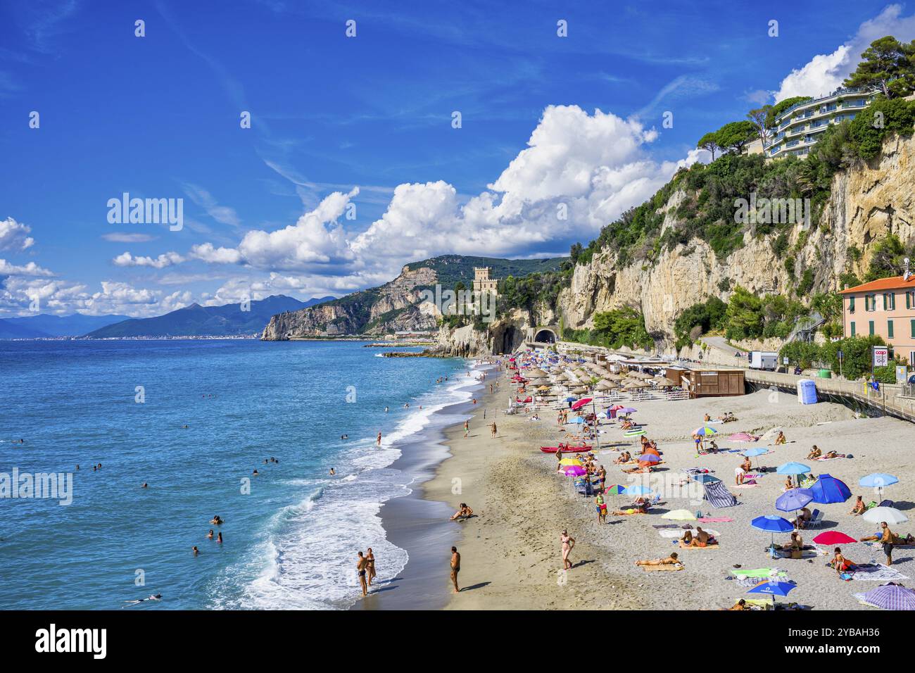 Beach near Finale Ligure, Liguria, Italy, Europe Stock Photo - Alamy