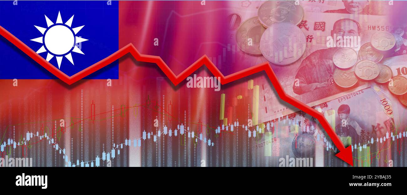 Taiwan financial crisis on economic graph. Financial fall of Taiwan ...