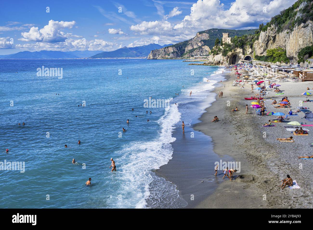 Beach near Finale Ligure, Liguria, Italy, Europe Stock Photo - Alamy