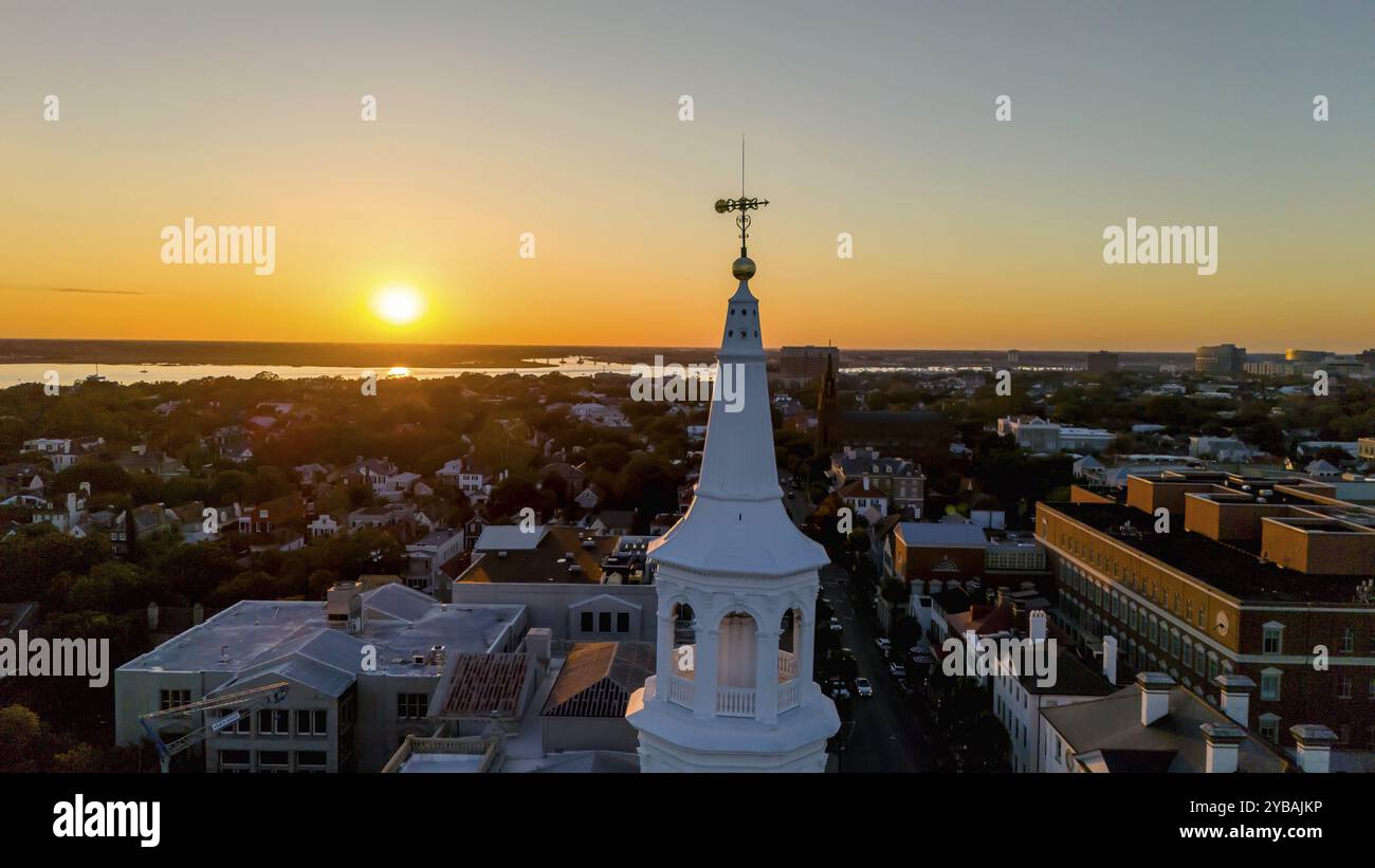 Aerial view of the St Michaels Anglican Church in Charleston SC. Listed ...