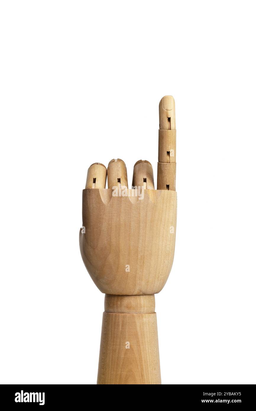 Artificial hand made of wood, in front of a white background Stock ...