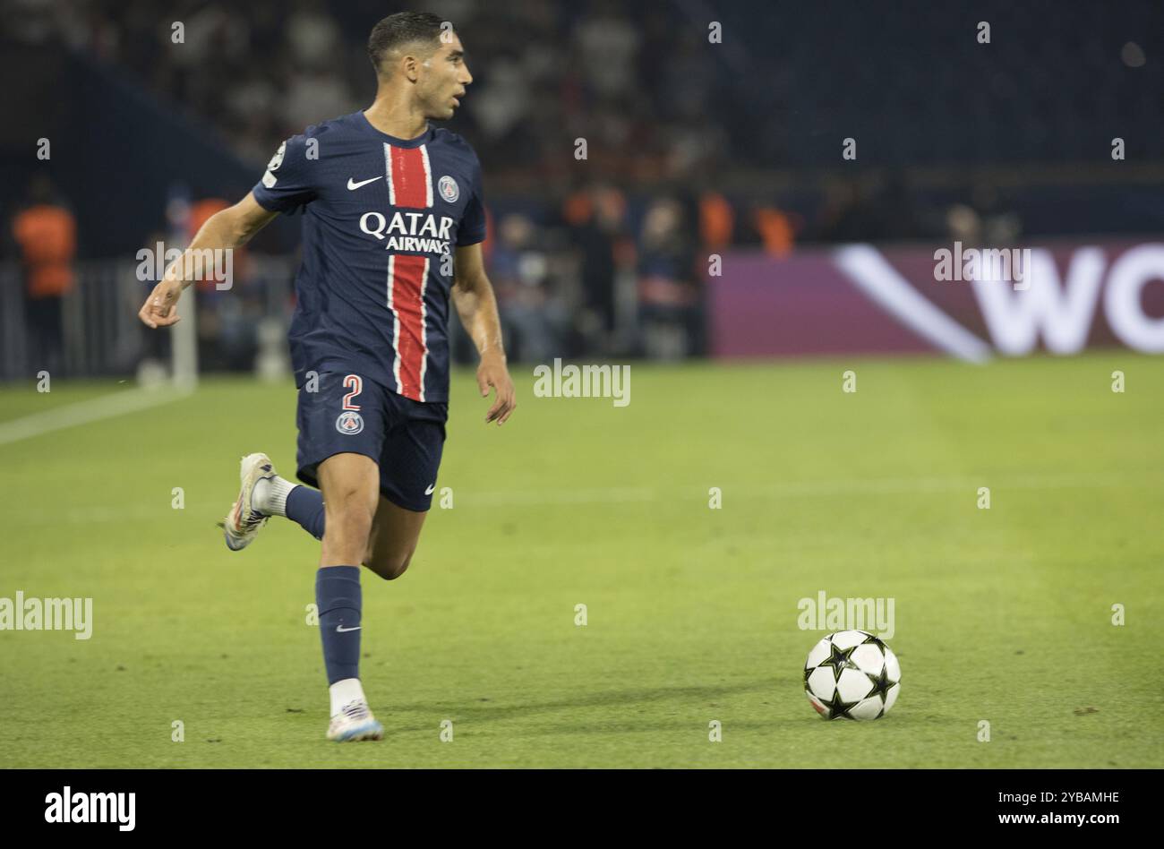 Football match, Achraf HAKIMI Paris St. Germain looking to the right at ...