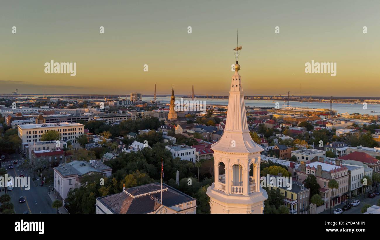 Aerial view of the St Michaels Anglican Church in Charleston SC. Listed ...