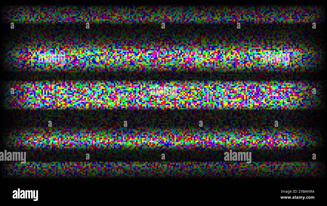 RGB TV static noise background. Glitch pixel television screen. Lost or ...