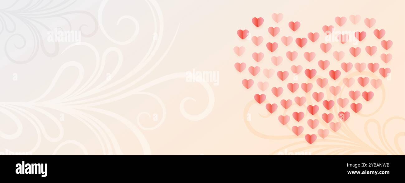 romantic hearts banner with floral design Stock Vector Image & Art - Alamy