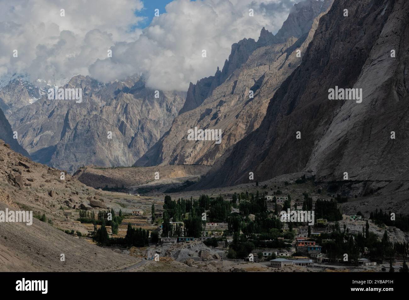 Kanday village and fields in the Hushe Valley, Baltistan, Pakistan ...