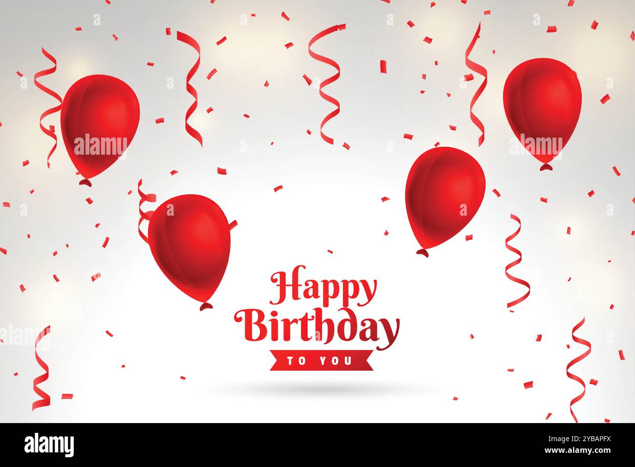 happy birthday red realistic greeting with confetti Stock Vector Image ...