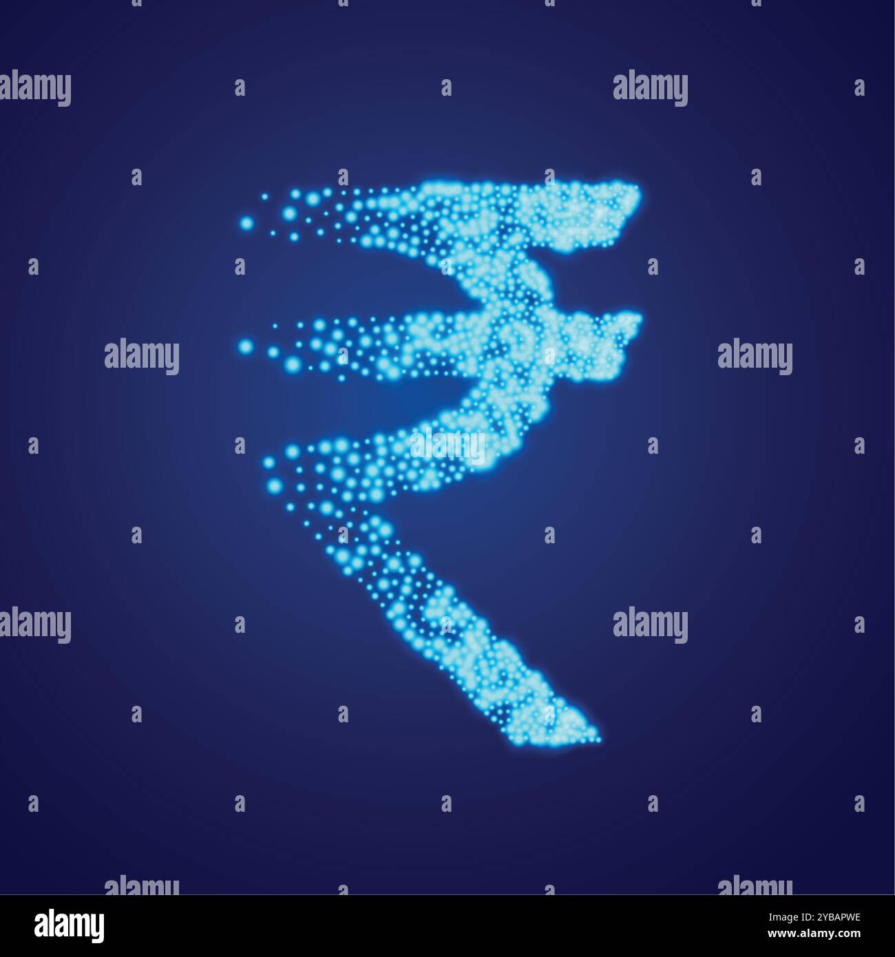 rupee symbol made with glowing blue particles effect Stock Vector Image ...