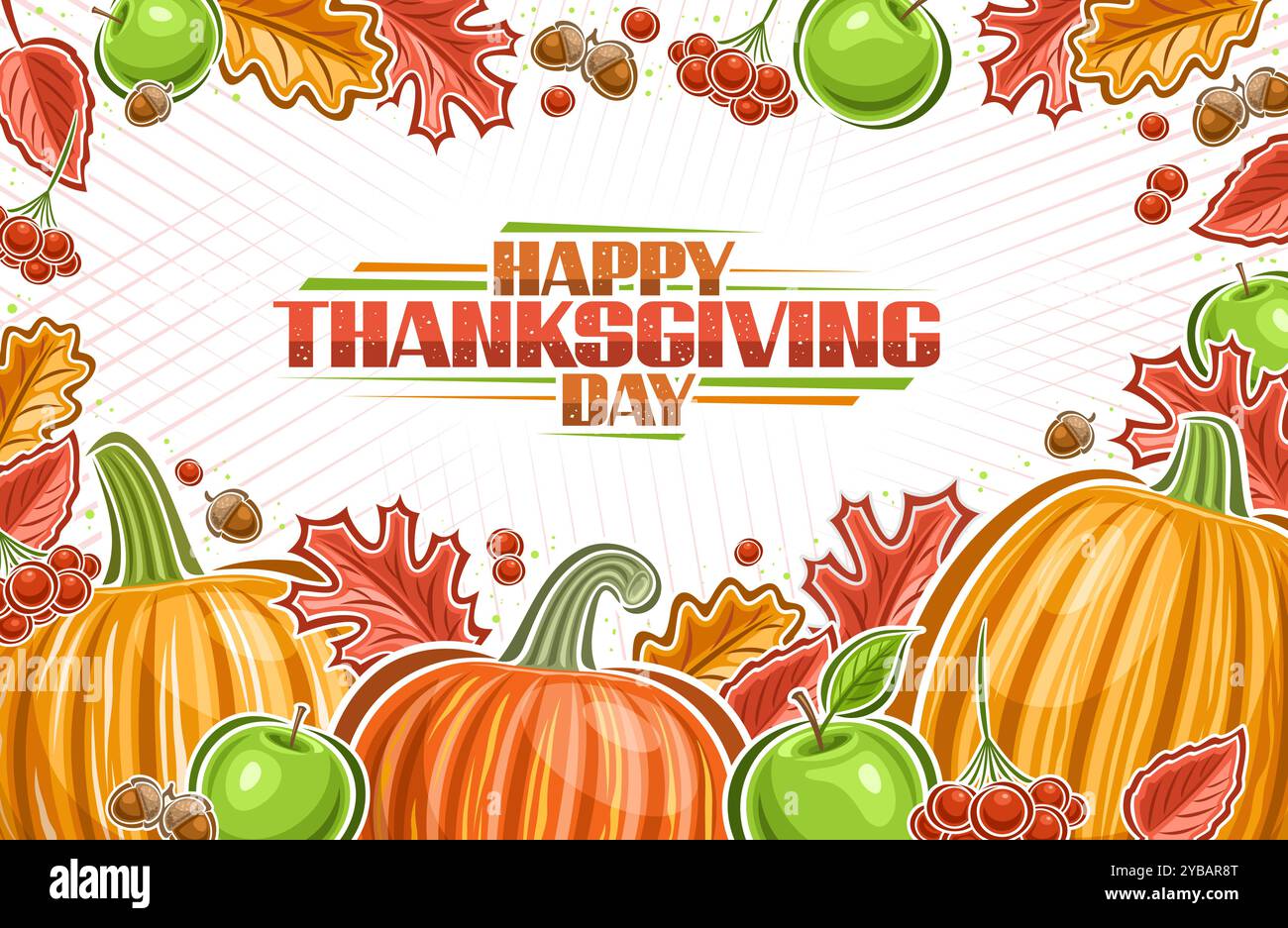 Vector Thanksgiving Greeting Card with copy space, festive layout with ...