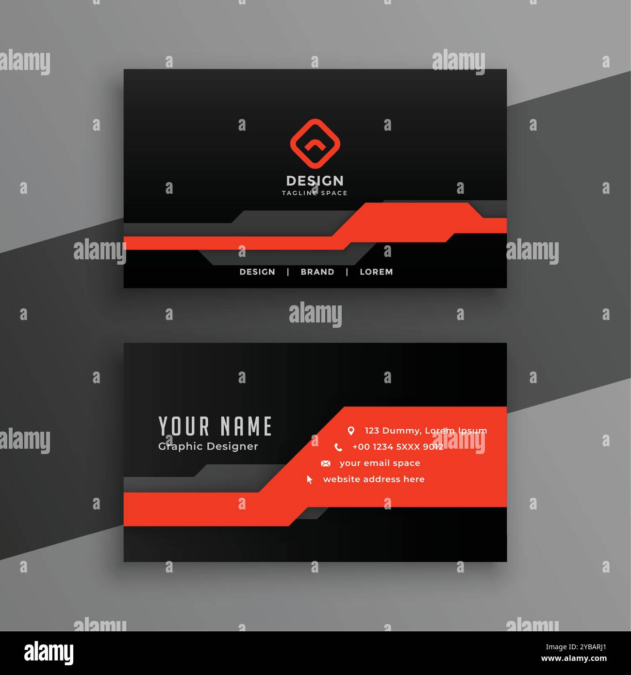 geometric red and black business card design Stock Vector Image & Art ...