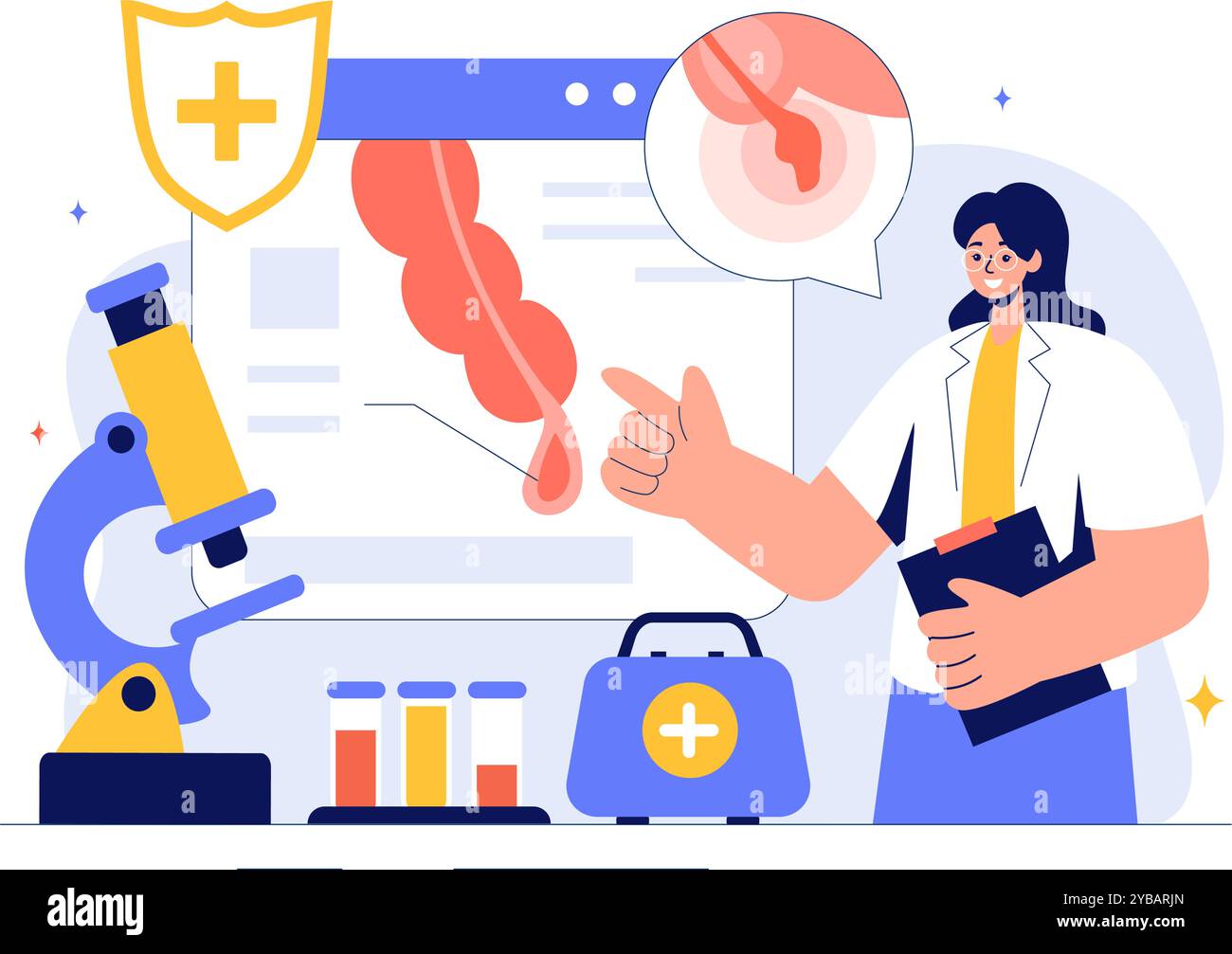 Appendicitis Vector Illustration Featuring Inflammation of the Appendix ...