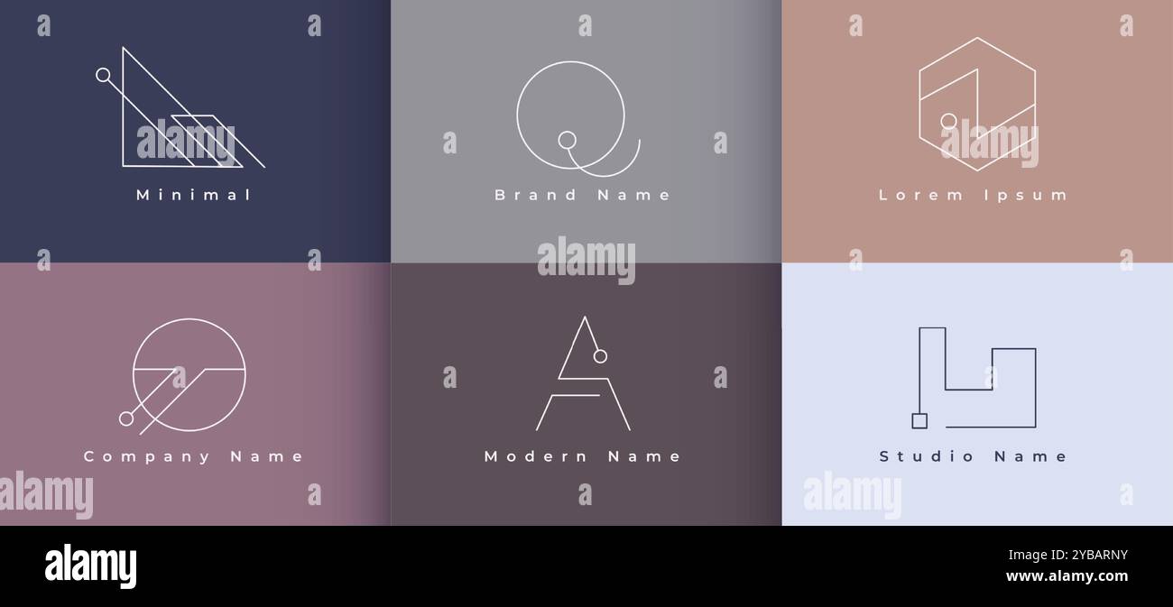 modern minimal simple logo design set of six Stock Vector Image & Art ...