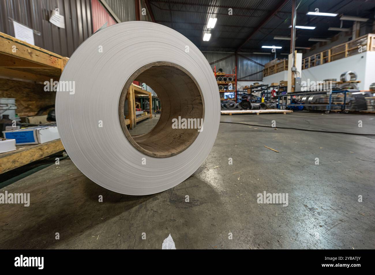 steel roll on metal roofing factory shop floor Stock Photo - Alamy