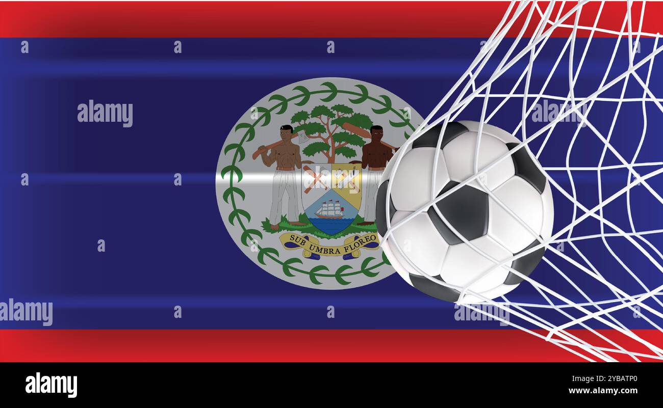 Soccer or Football ball in Goal Net Isolated on Belize Shaded Flag ...
