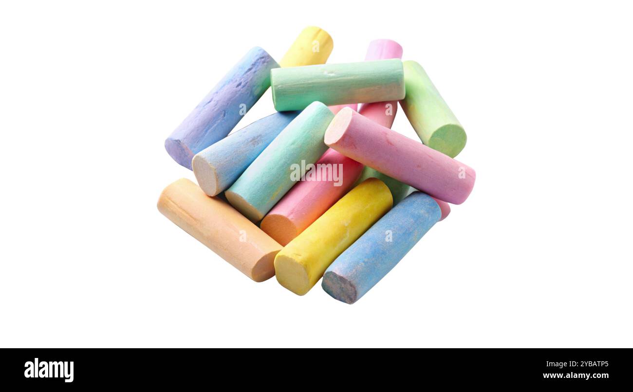 Chalk pieces on a white background Stock Photo - Alamy