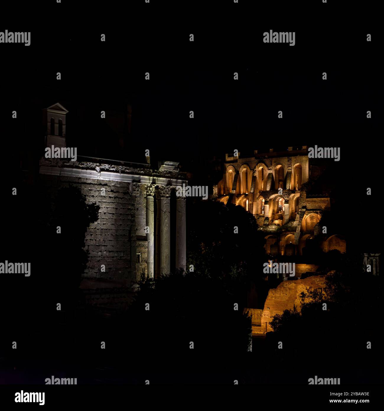 The Roman Forum at night Stock Photo - Alamy