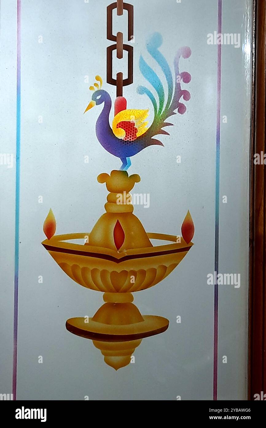 View of decorative hanging oil lamp hung by chain Stock Photo - Alamy