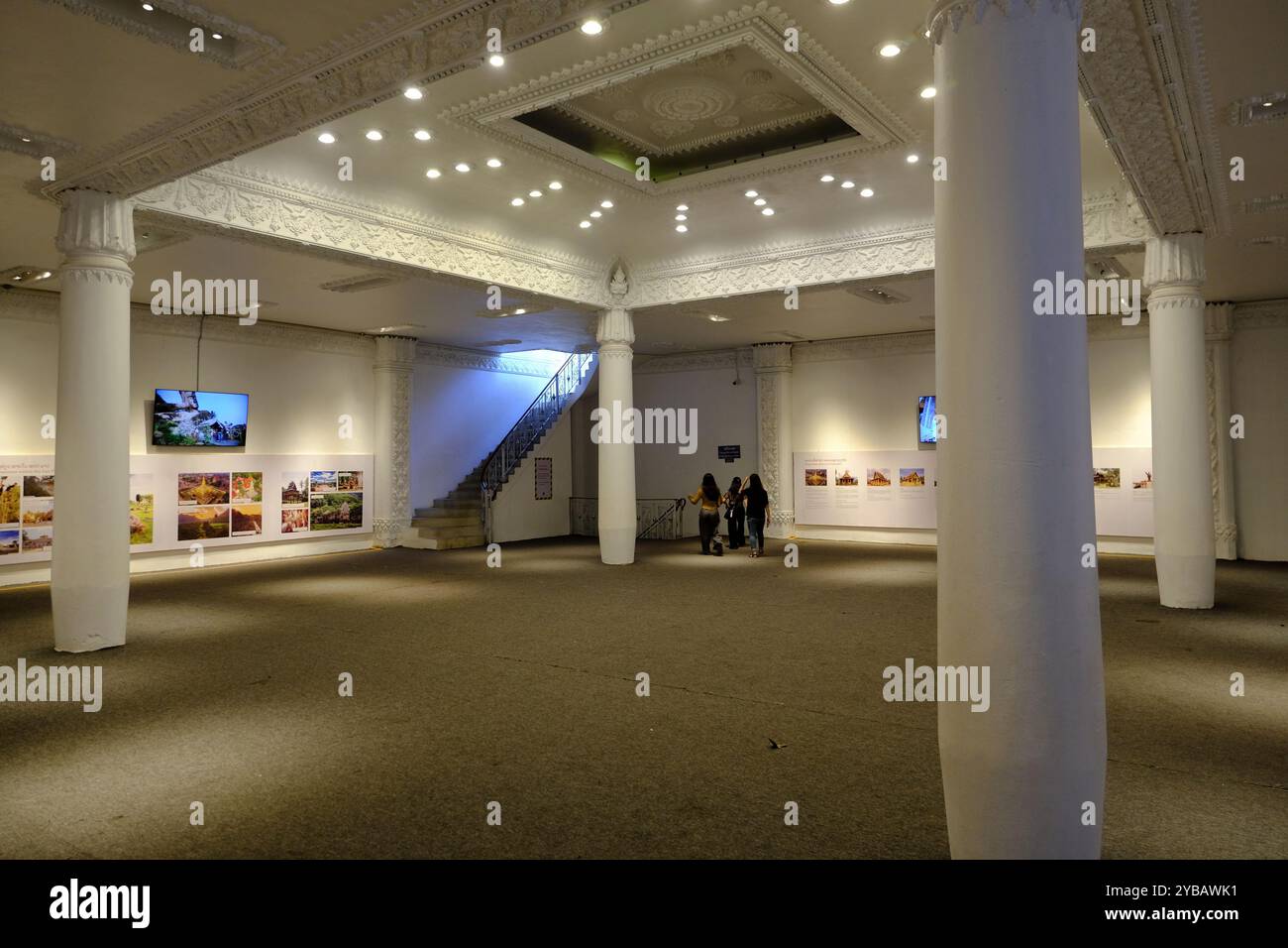 The interior view of Patuxay-Victory Monument with the exhibitions of ...