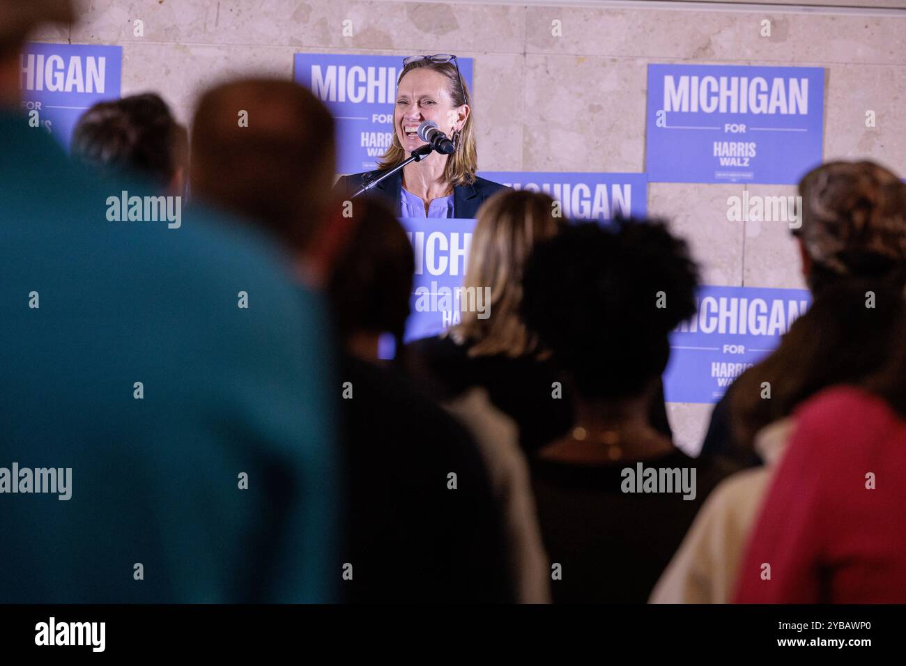 Michigan Supreme Court candidate Kimberly Thomas speaks at a stop on ...