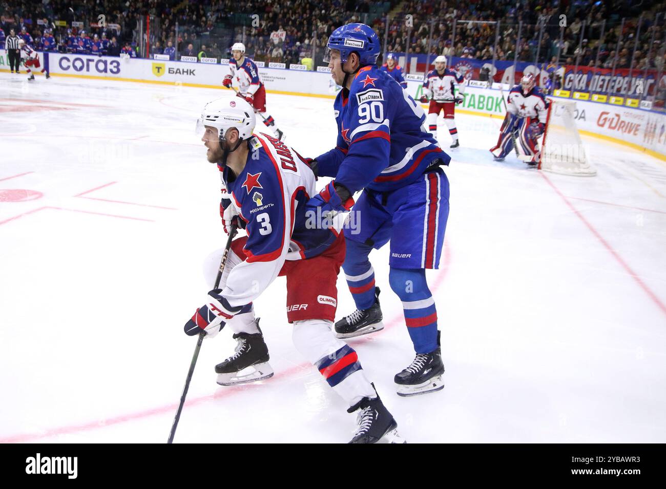 Fredrik Claesson (3) CSKA Hockey Club and Valentin Zykov (90) SKA ...