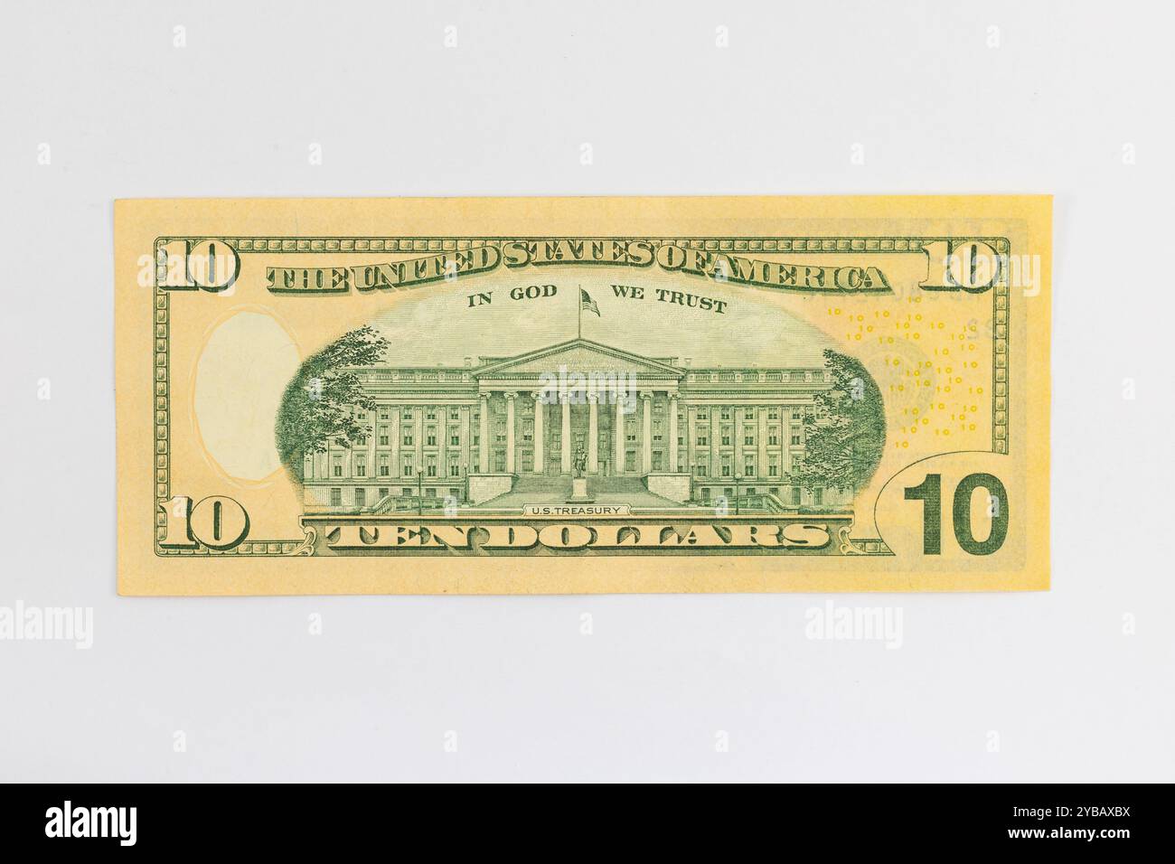 Close-up of a U.S. Ten Dollar Bill (Back Side) Featuring the U.S ...