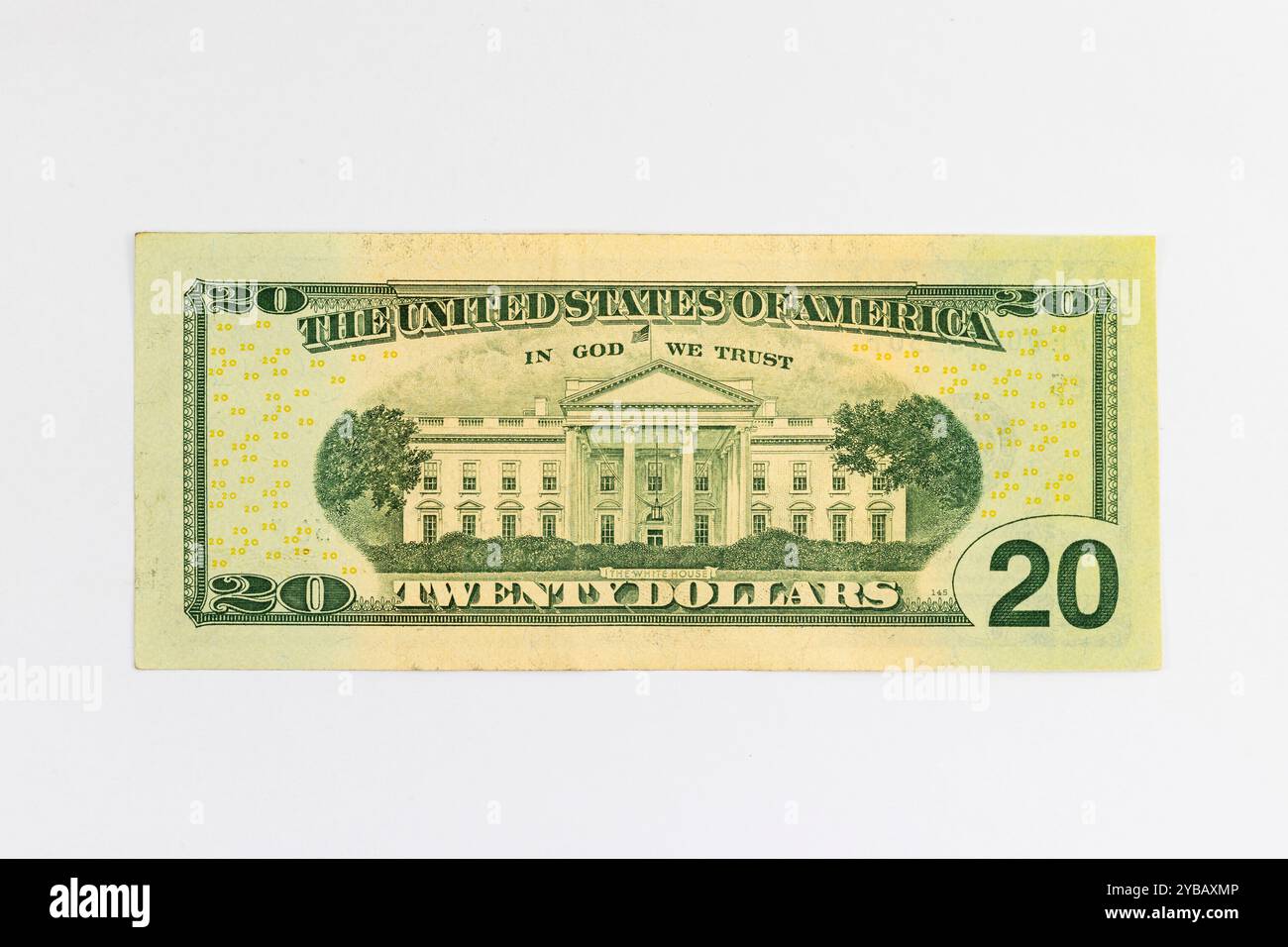 Close-up of a U.S. Twenty Dollar Bill (Back Side) Featuring the White ...