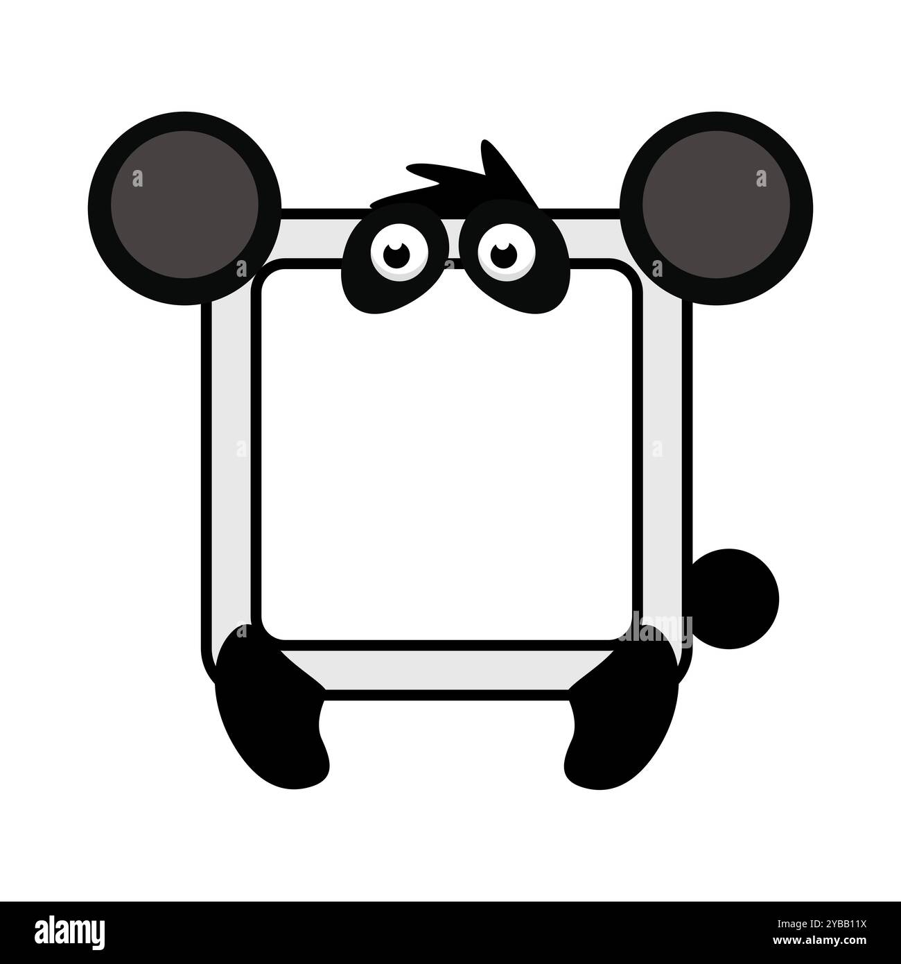 Cute cartoon square panda frame. Cartoon avatar for UI games. Empty ...
