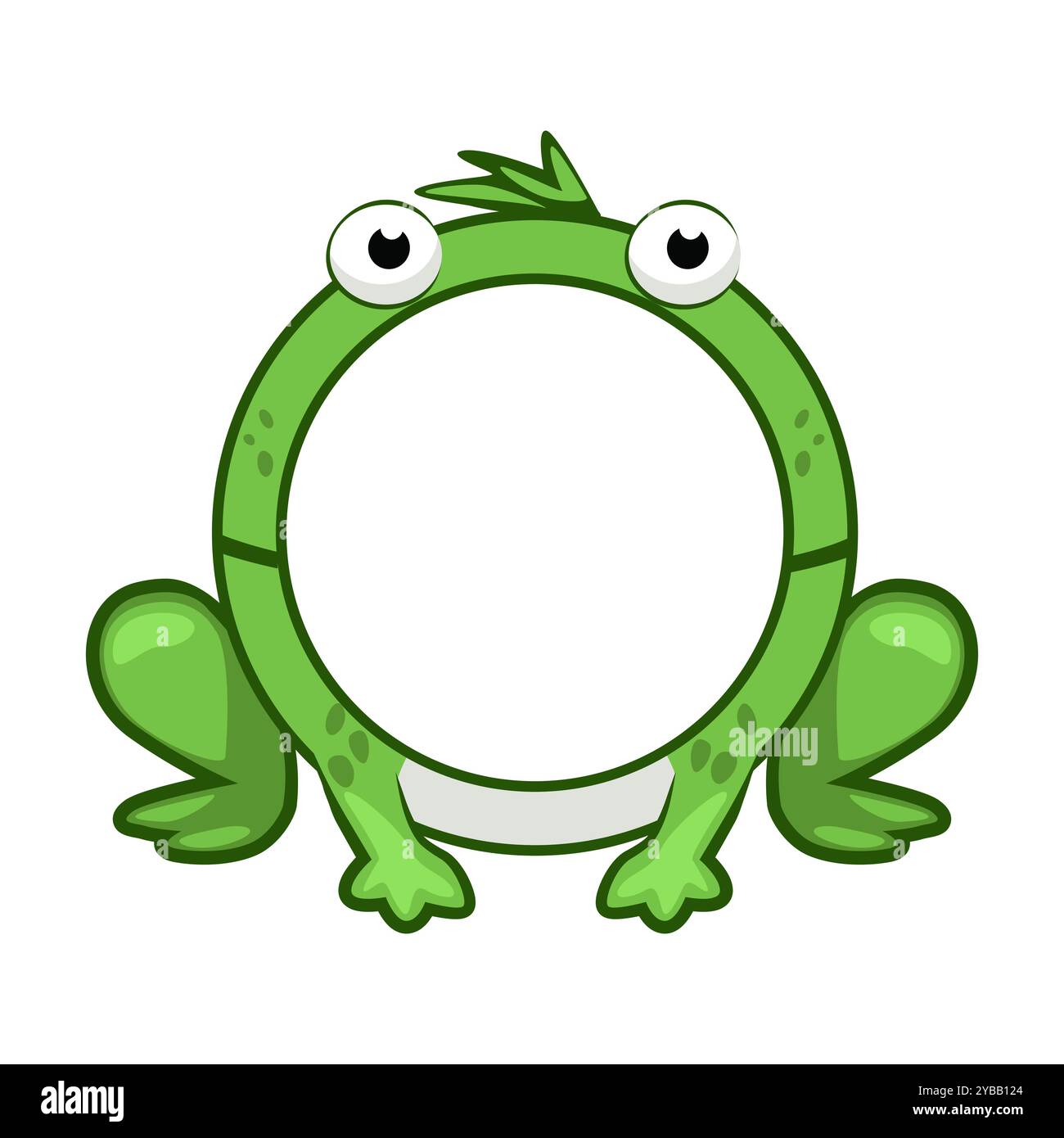Cute Round frog frame. Cartoon avatar for UI games. Empty animal frame ...