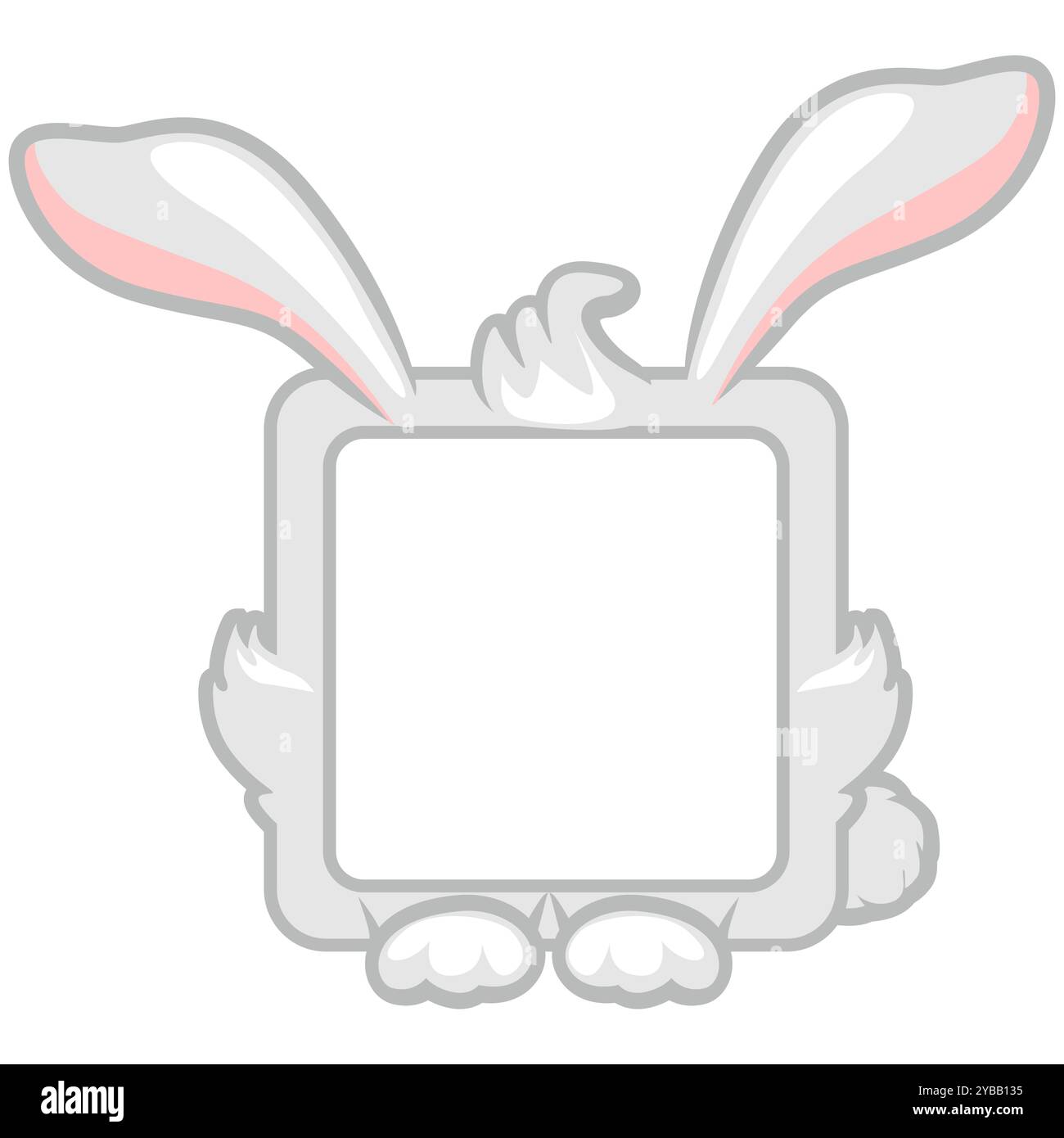 Cute square bunny or rabbit frame. Cartoon avatar for UI games. Empty ...