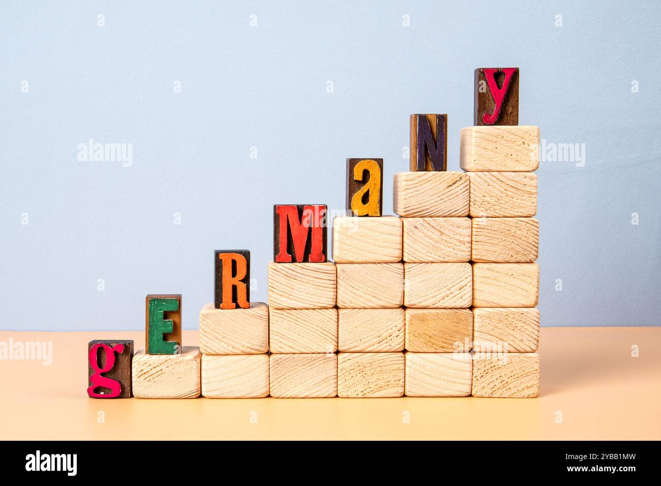 GERMANY. Wooden blocks and the alphabet. Development concept Stock ...