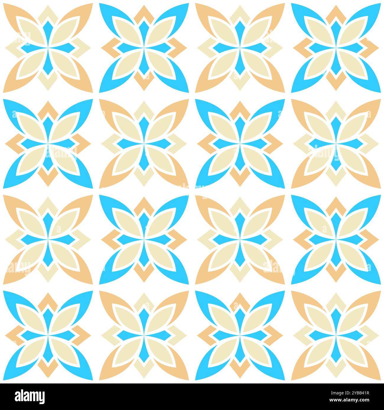 Hand drawn seamless pattern of square ceramic tile. Ornate patchwork ...