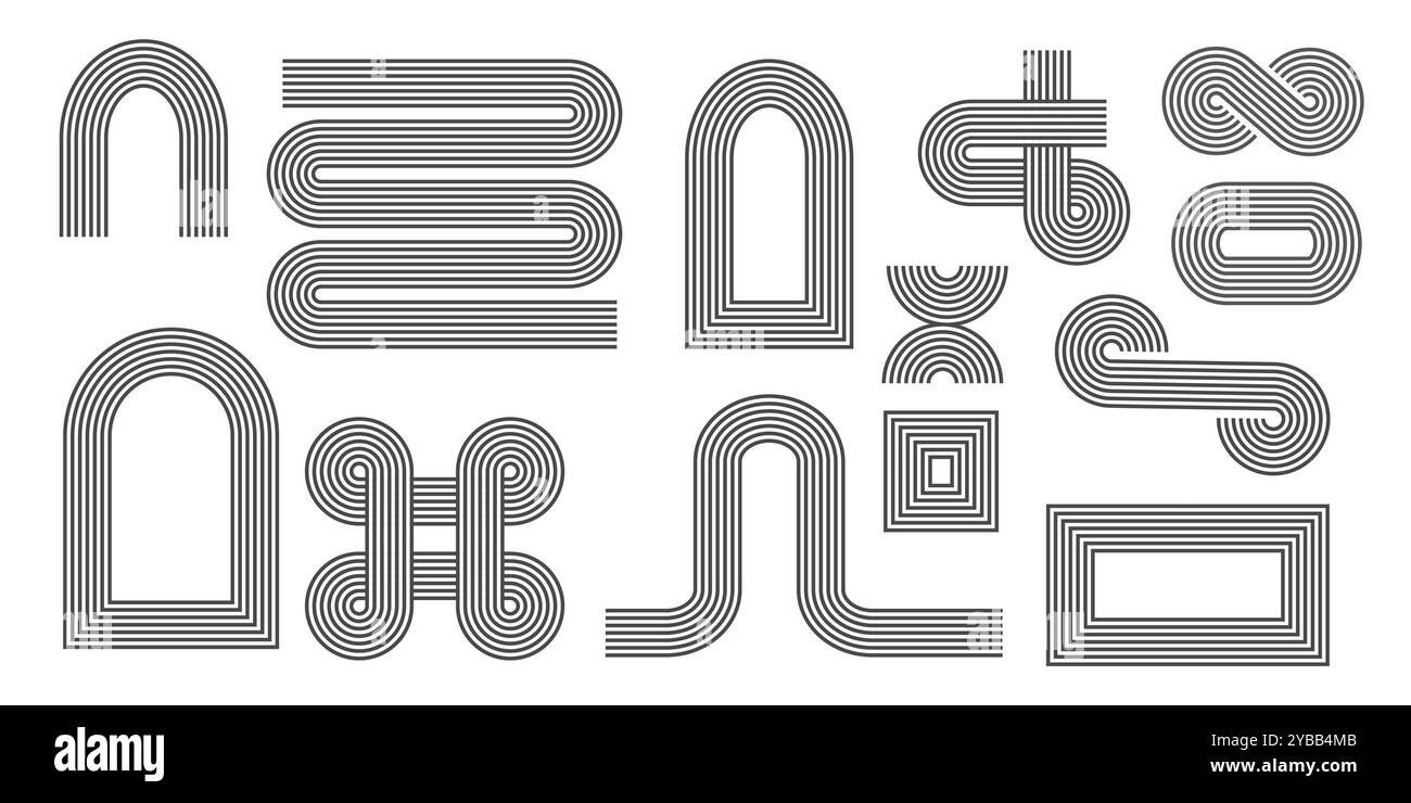 Zen arch, geometric lines abstract contemporary shapes. Set modern ...