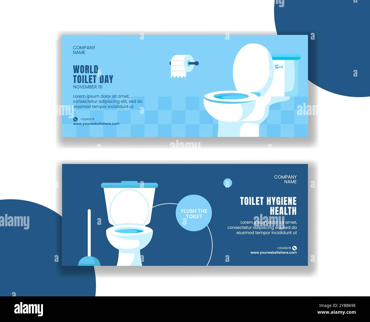 Horizontal Banner Template for World Toilet Day with Flat Cartoon ...