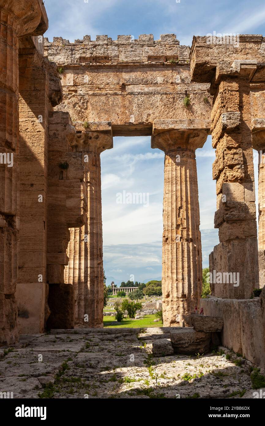 The "cella" or inner sanctuary of the Temple of Hera II, a Greek temple ...
