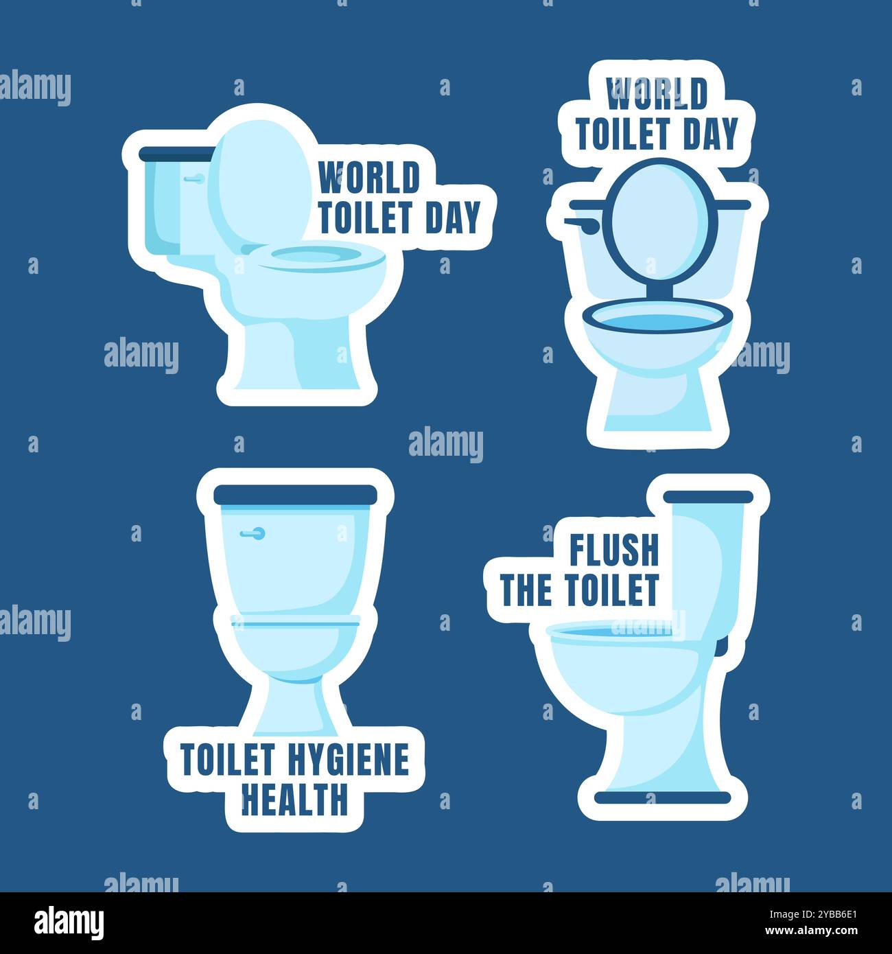 Flat Cartoon World Toilet Day Social Media Label for Sanitation ...