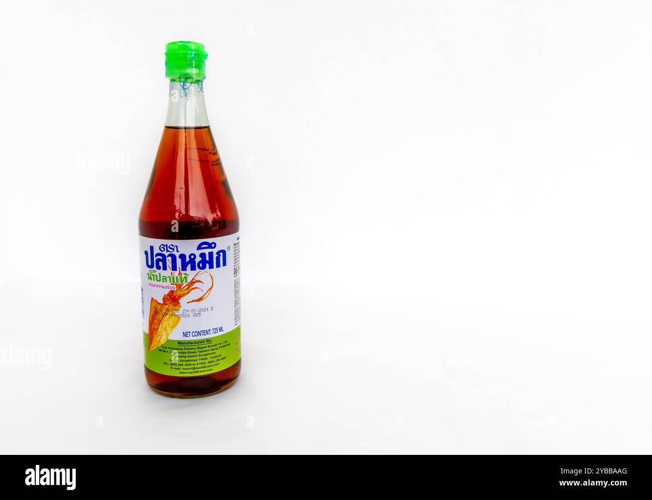 Lefkada, Greece- 10.04.2024. A bottle of Squid brand, real fish sauce ...